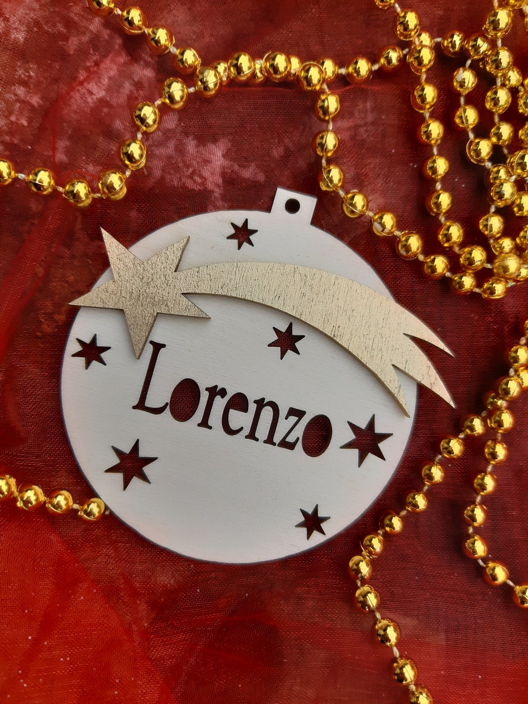 BALL Personalized Wooden CHRISTMAS Ball With NAME Comet Star Gift ...