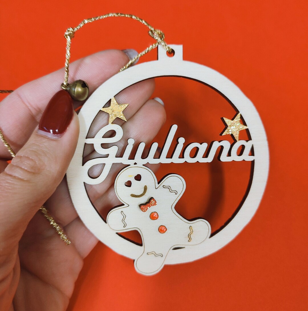 BALL Christmas Ball Wooden Decoration GINGERBREAD MAN Personalized With ...