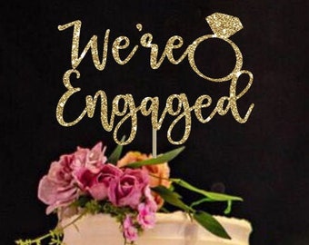 Engagement Cake Topper Engaged Party Decorations Gold - Etsy