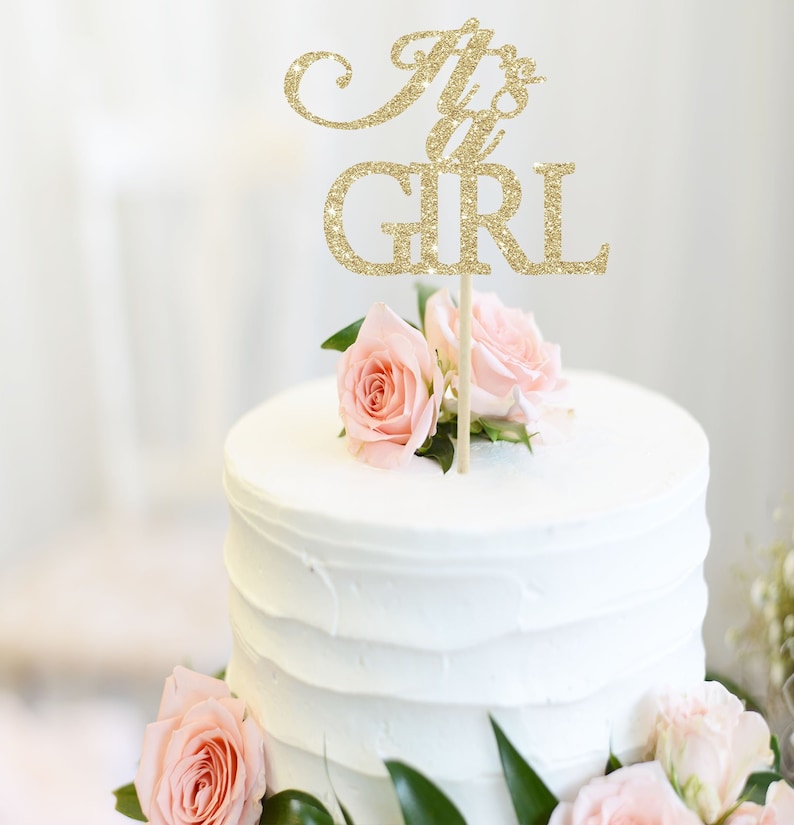 Its a Girl Cake Topper Baby Shower Girl Gold Cake Topper - Etsy