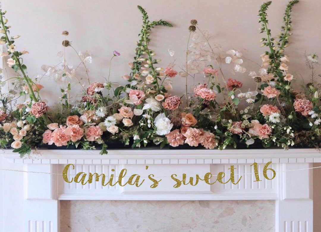 Custom Sweet 16 Name Banner: 16th Birthday Party Decor - Etsy