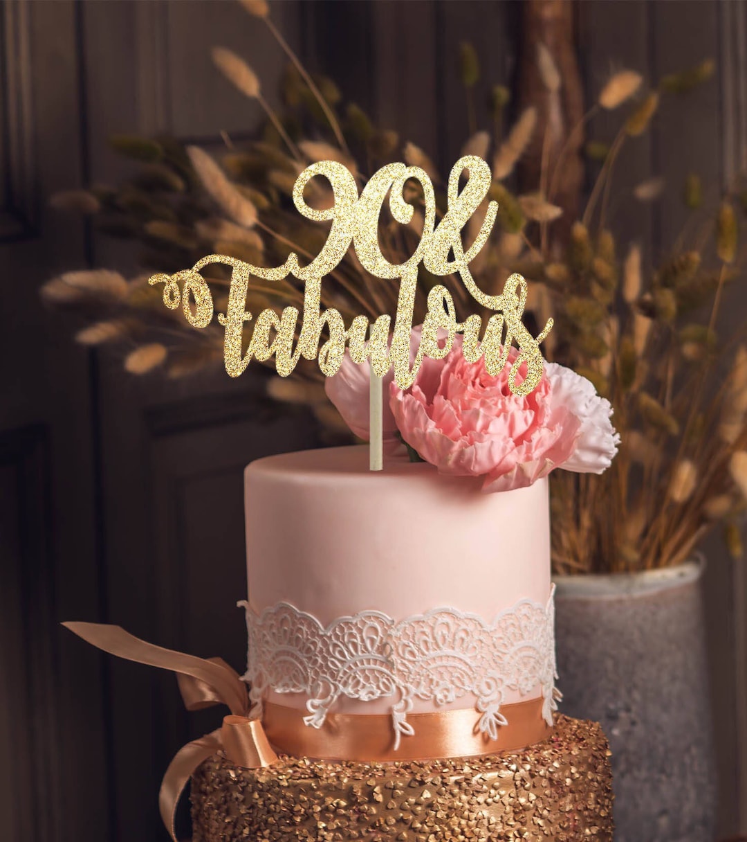 90 and Fabulous Cake Topper 90 Cake Topper 90th Birthday Decoration ...