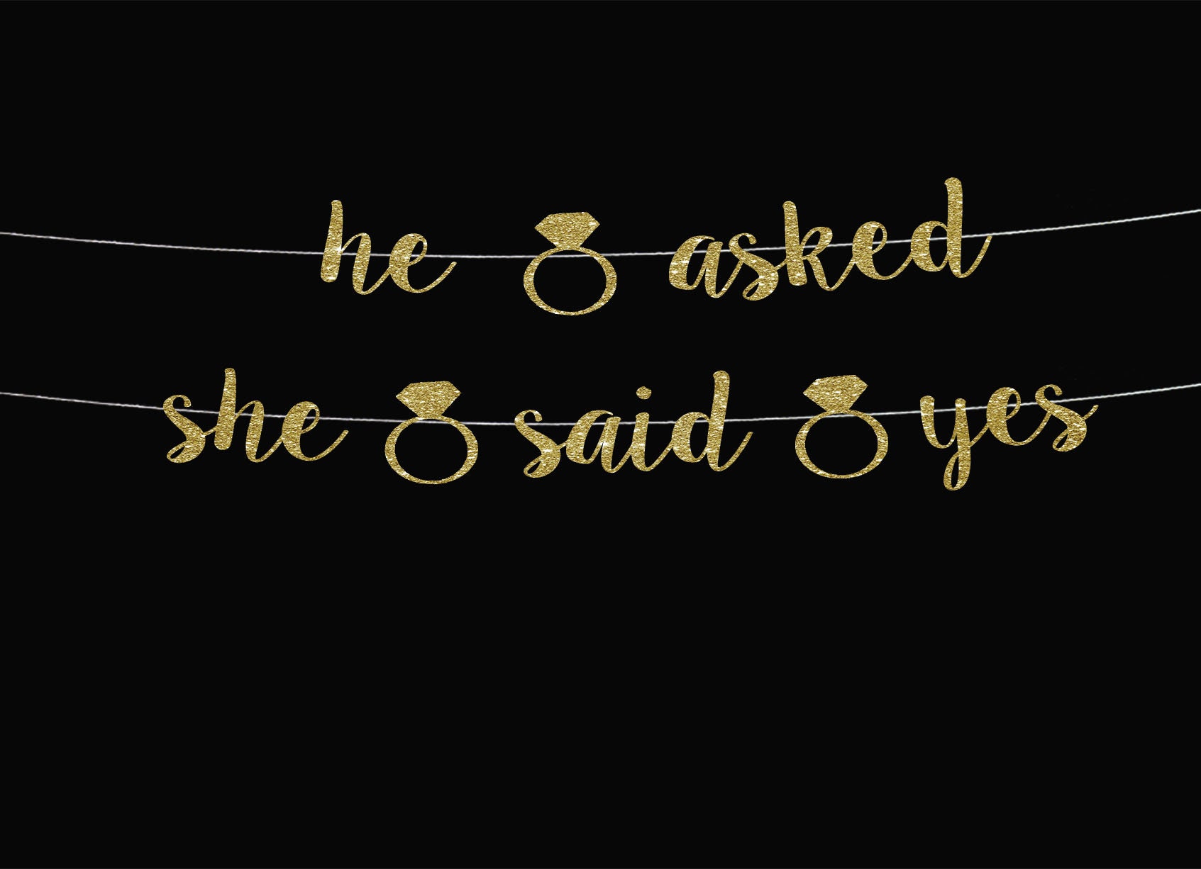 He asked she said yes banner bridal shower banner engagement | Etsy