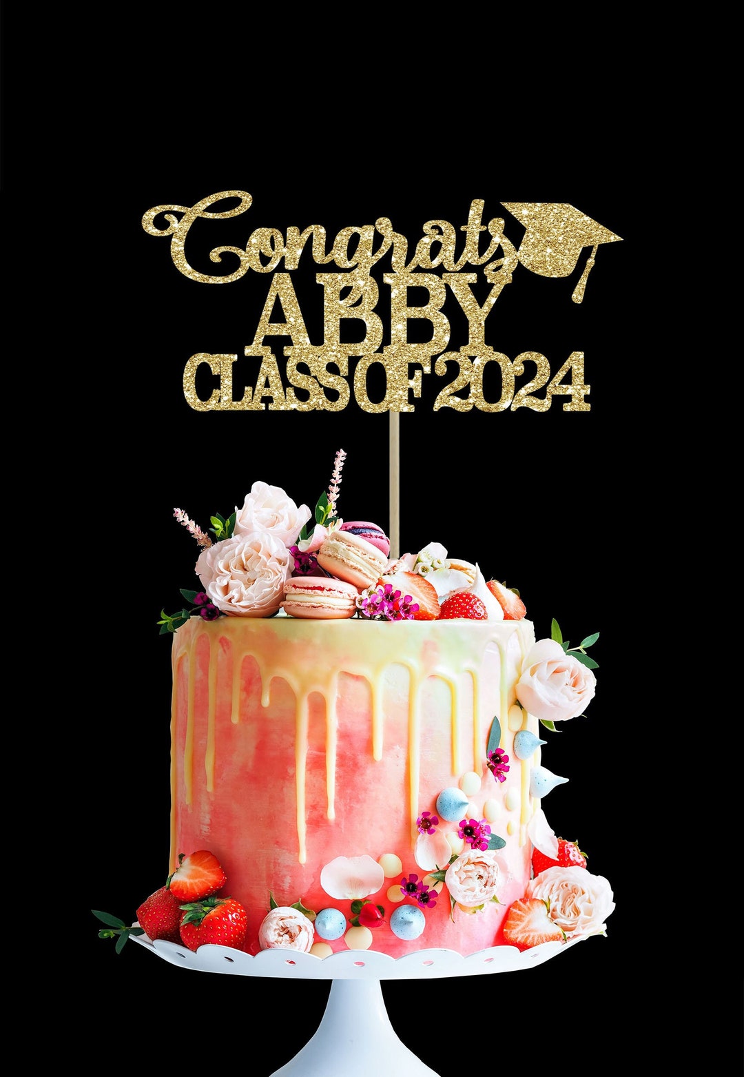 Graduation Cake Topper Custom Cake Topper Class of 2024 Gold Cake ...
