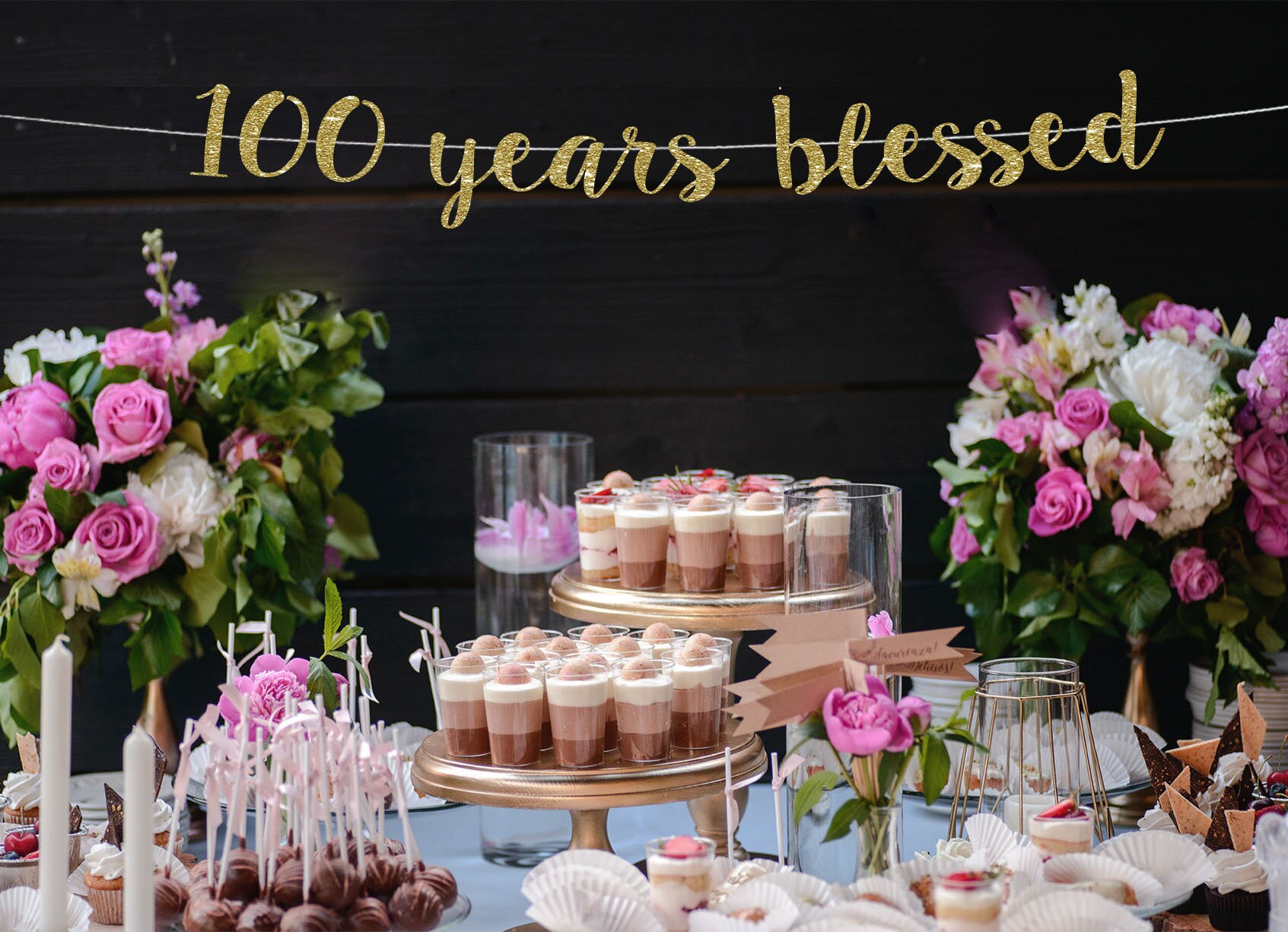 100 Years Blessed Banner 100th Birthday Decor 100th | Etsy