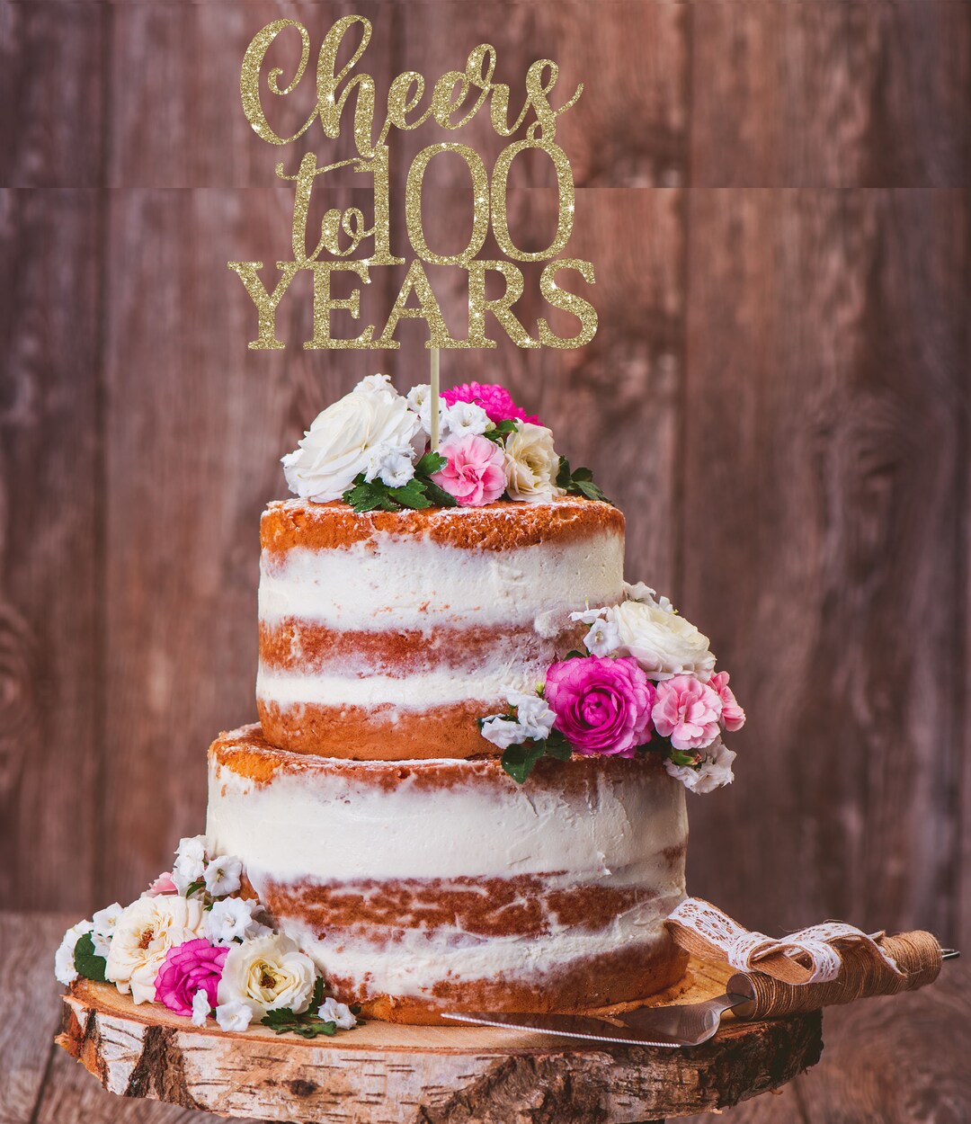 Cheers to 100 Years Cake Topper: Gold 100th Birthday Decor - Etsy