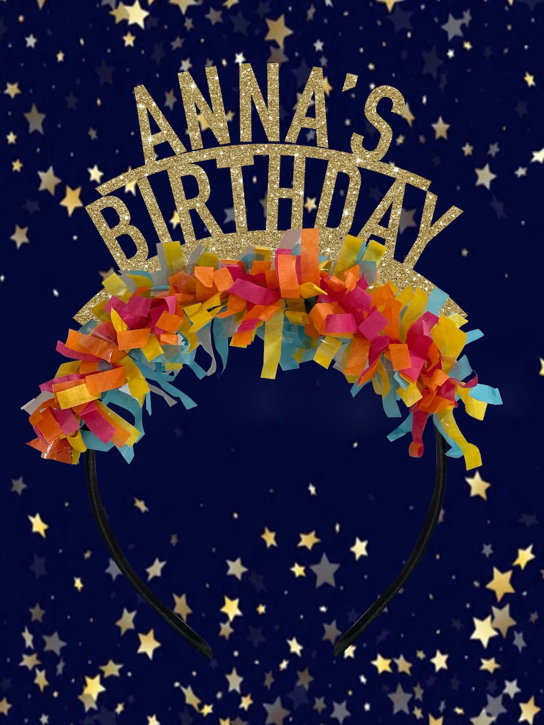Custom Birthday Party Headband: Personalized Fringe Crown - Etsy