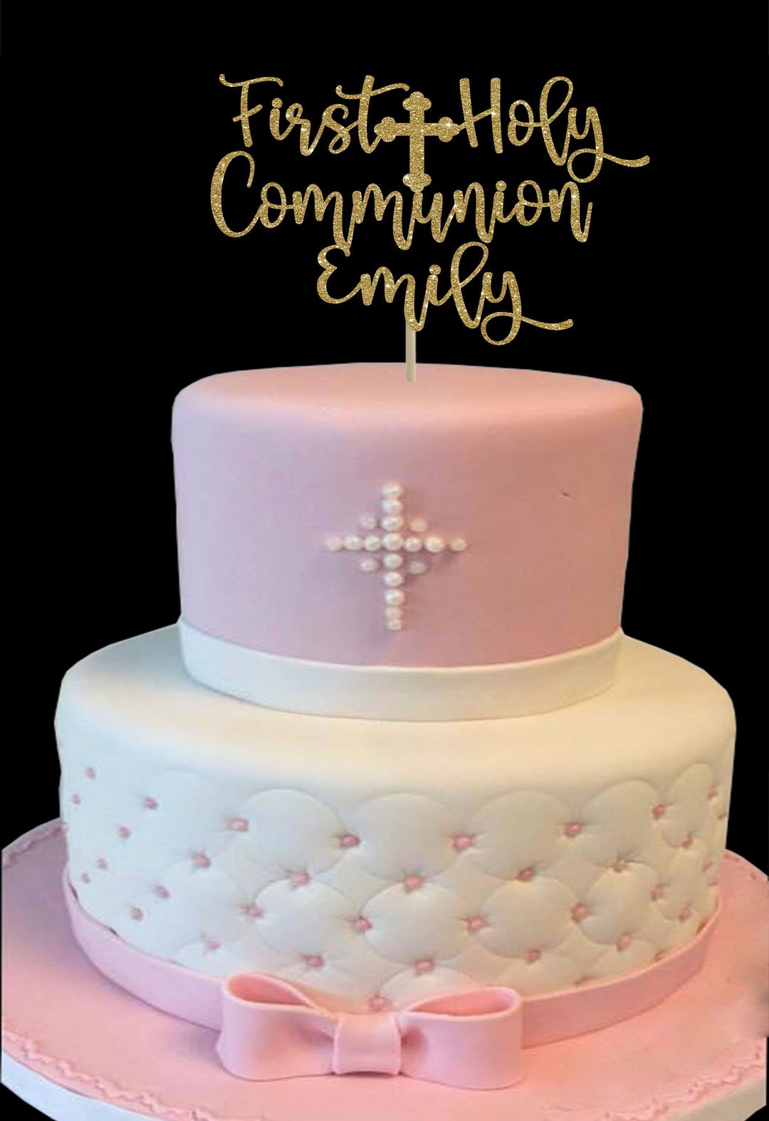 Personalized First Communion Cake Topper: God Bless, 5x5 Cardstock - Etsy