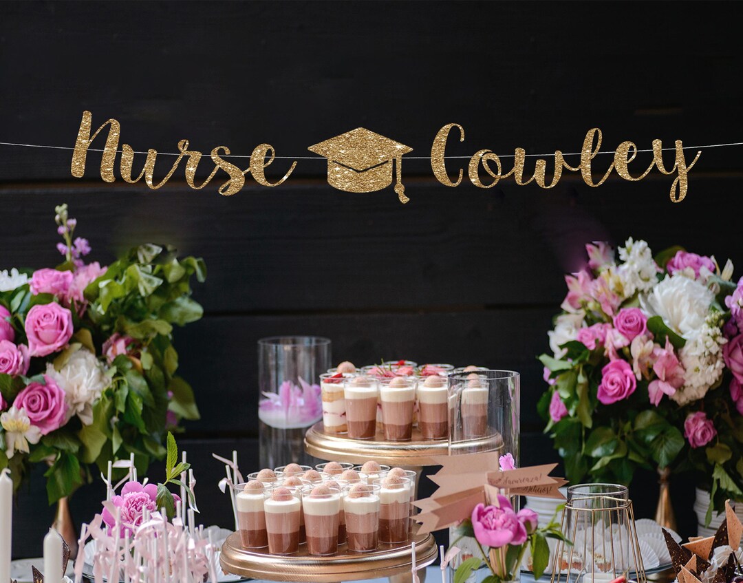 Glitter Nurse Graduation Banner: Personalized Party Decor - Etsy