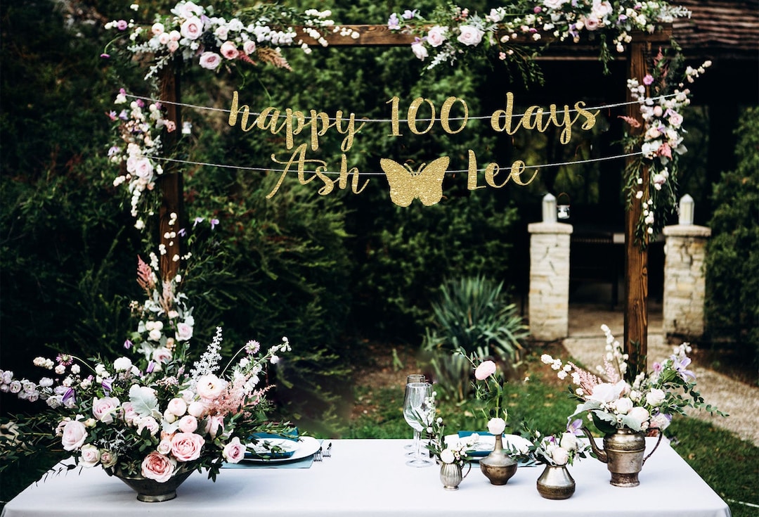 Happy 100 Days Banner, 100 Days Banner, Korean Birthday Banner, 100 ...