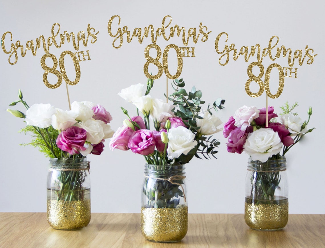 80th Birthday Centerpieces 80th Centerpieces 80th Birthday Etsy