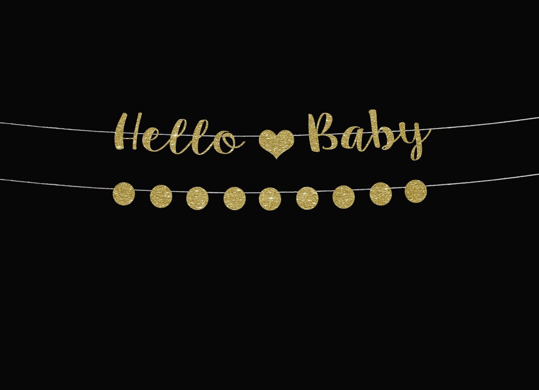 Gold Glitter 'hello Baby' Banner - Baby Shower Decor - Etsy