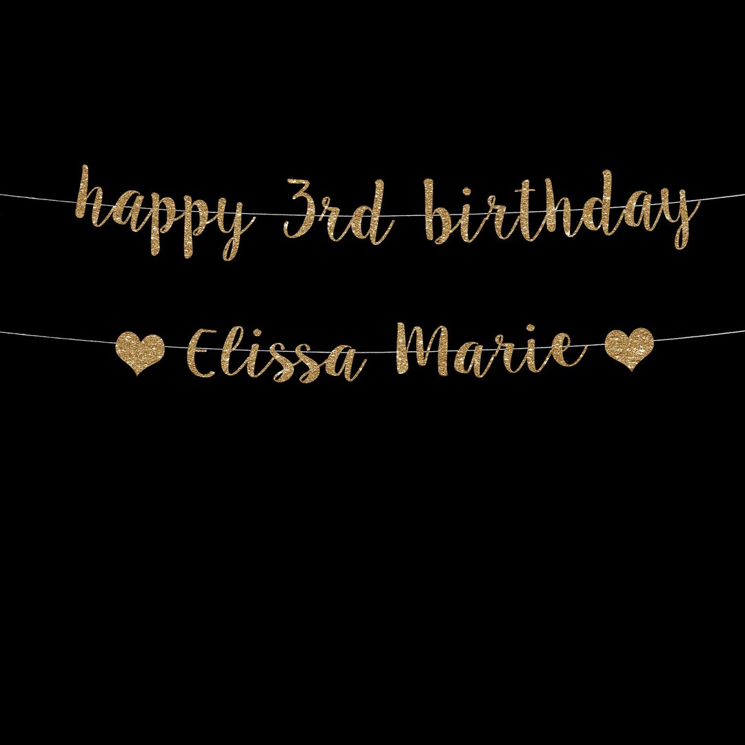 Happy 3rd Birthday Banner Custom Banner Third Birthday Banner Birthday ...