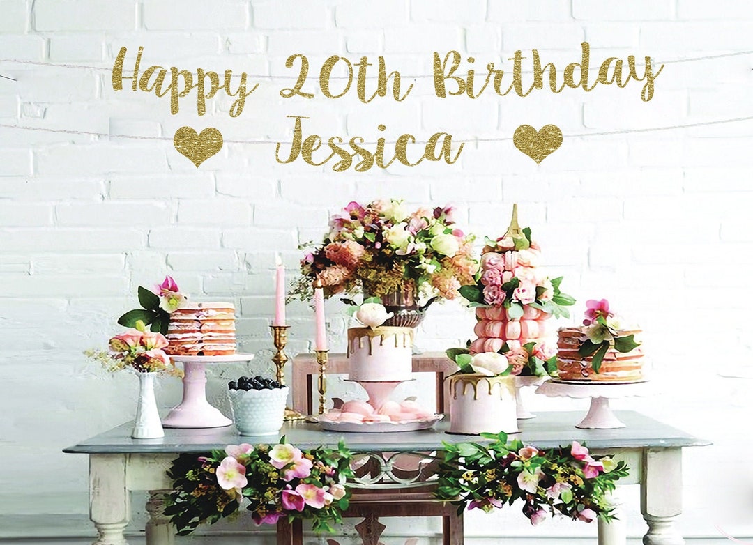 Happy 20th Birthday Banner 20th Birthday Decoration 20th Birthday Party ...