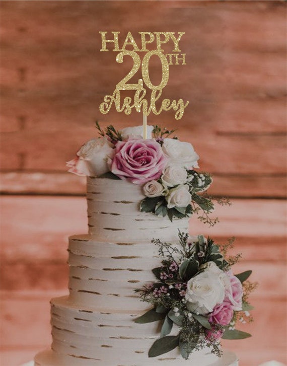 20th Birthday Cake Topper Any Age Cake Topper Happy 20th - Etsy UK