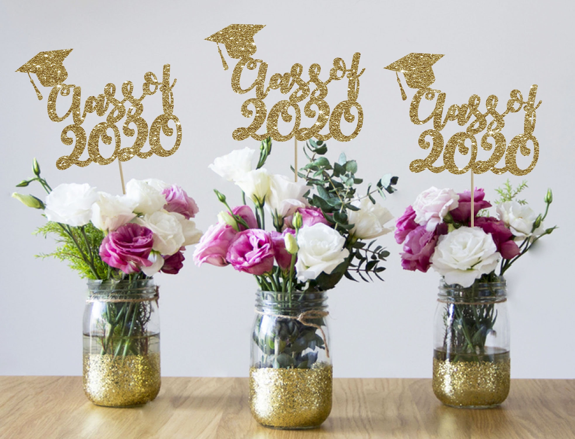 Graduation centerpiece grad centerpiece class of 2020 gold | Etsy