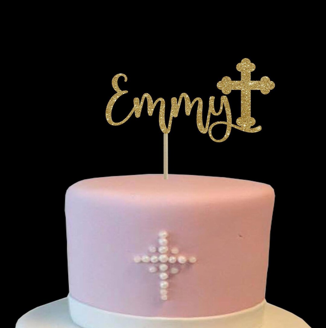 Personalized Gold Cross Cake Topper: Baptism, Communion, Confirmation ...