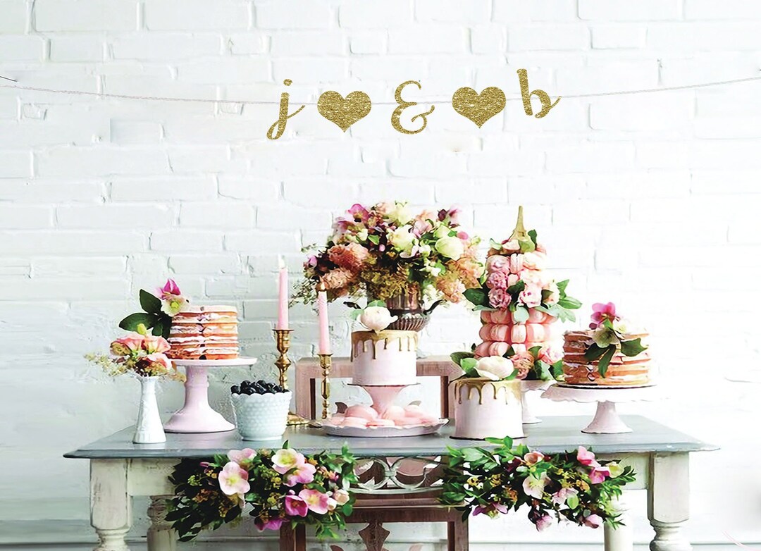 Initial Engagement Party Sign, Initial Engagement Banner, Bridal Shower ...