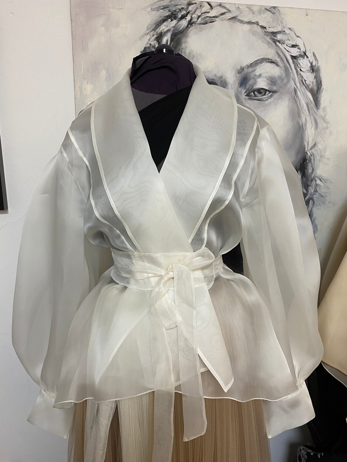 Silk Organza Jacket Elegant Blouse With Big Sleeves - Etsy