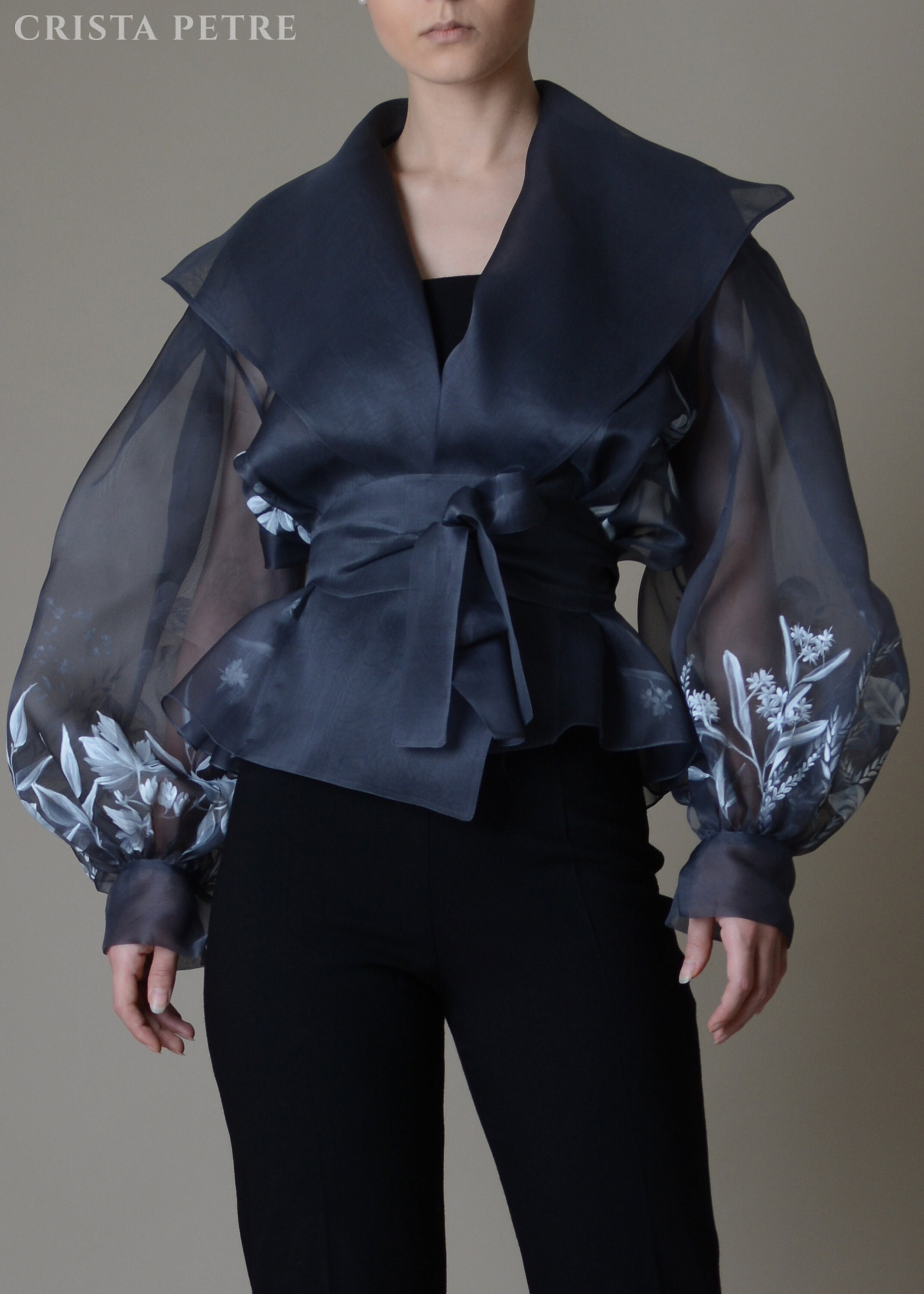 Silk Organza Blouse With Hand Painted Details Silk Organza - Etsy UK