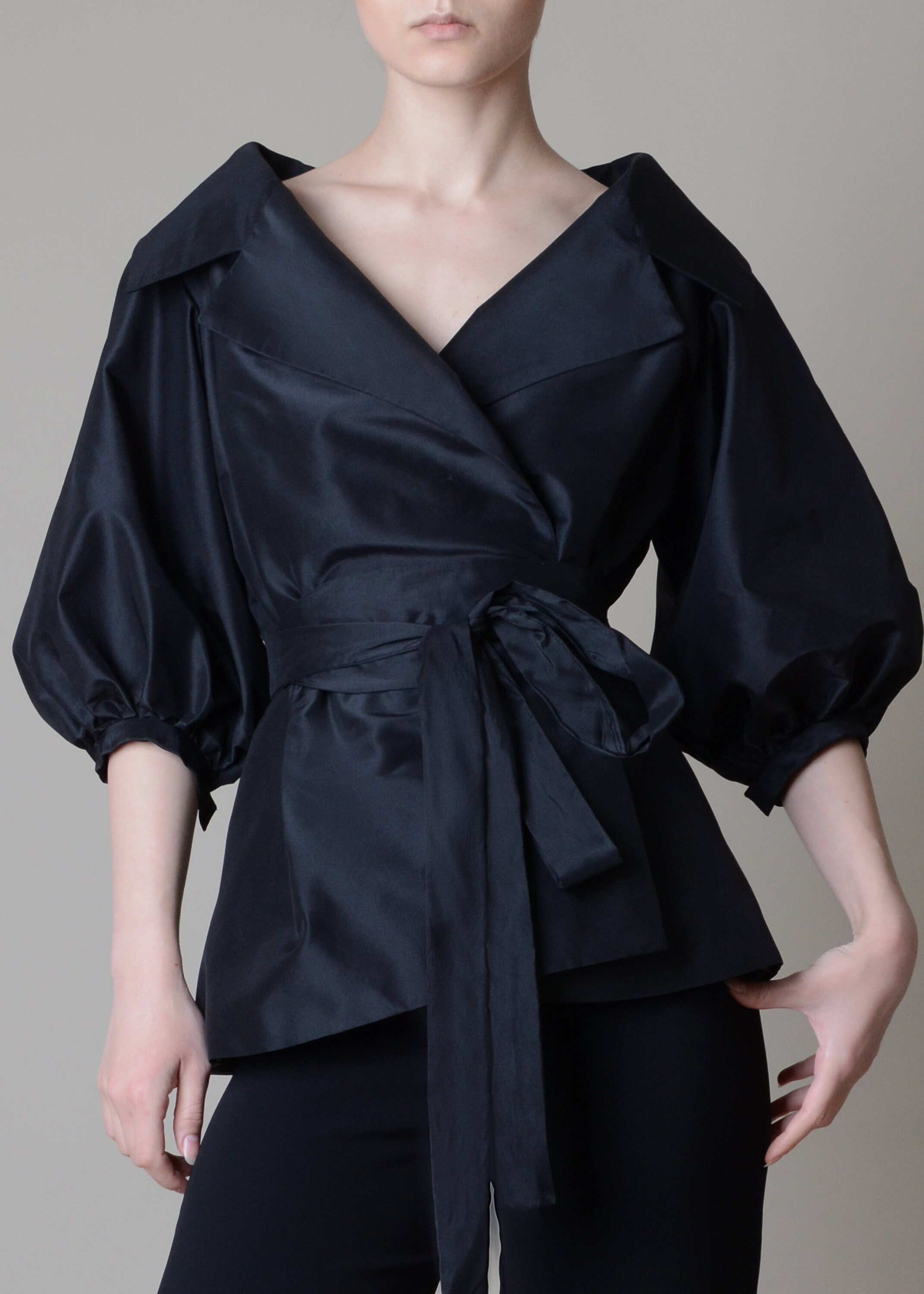 Colors available Elegant Silk Taffeta Jacket with a stand up | Etsy