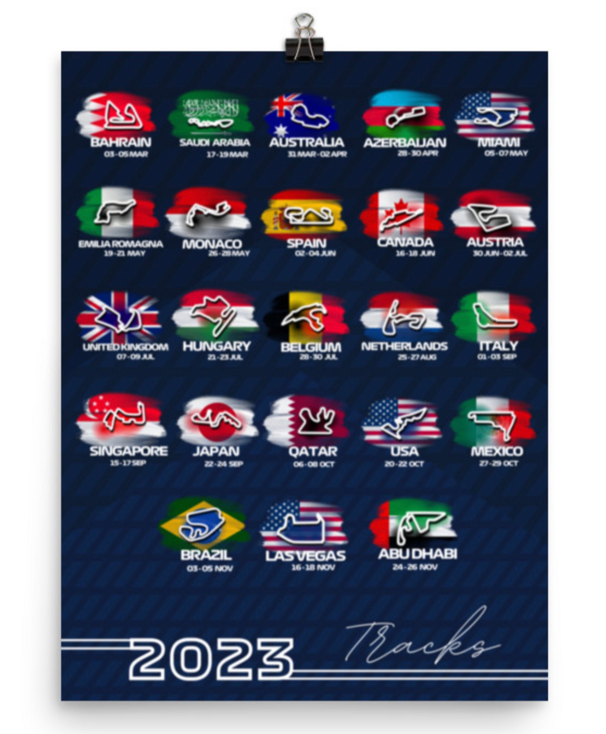 Poster F1 2023 Season Formula 1 Calendar 2023 Formula One Poster ...