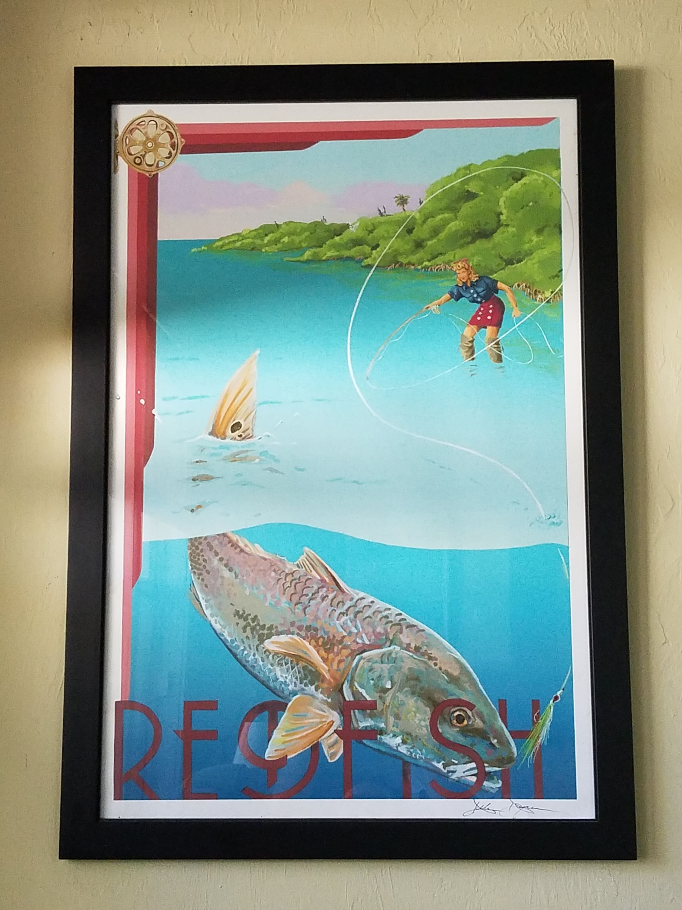 Vintage Style Redfish Fly Fishing Fish Print Sportfishing Poster ...