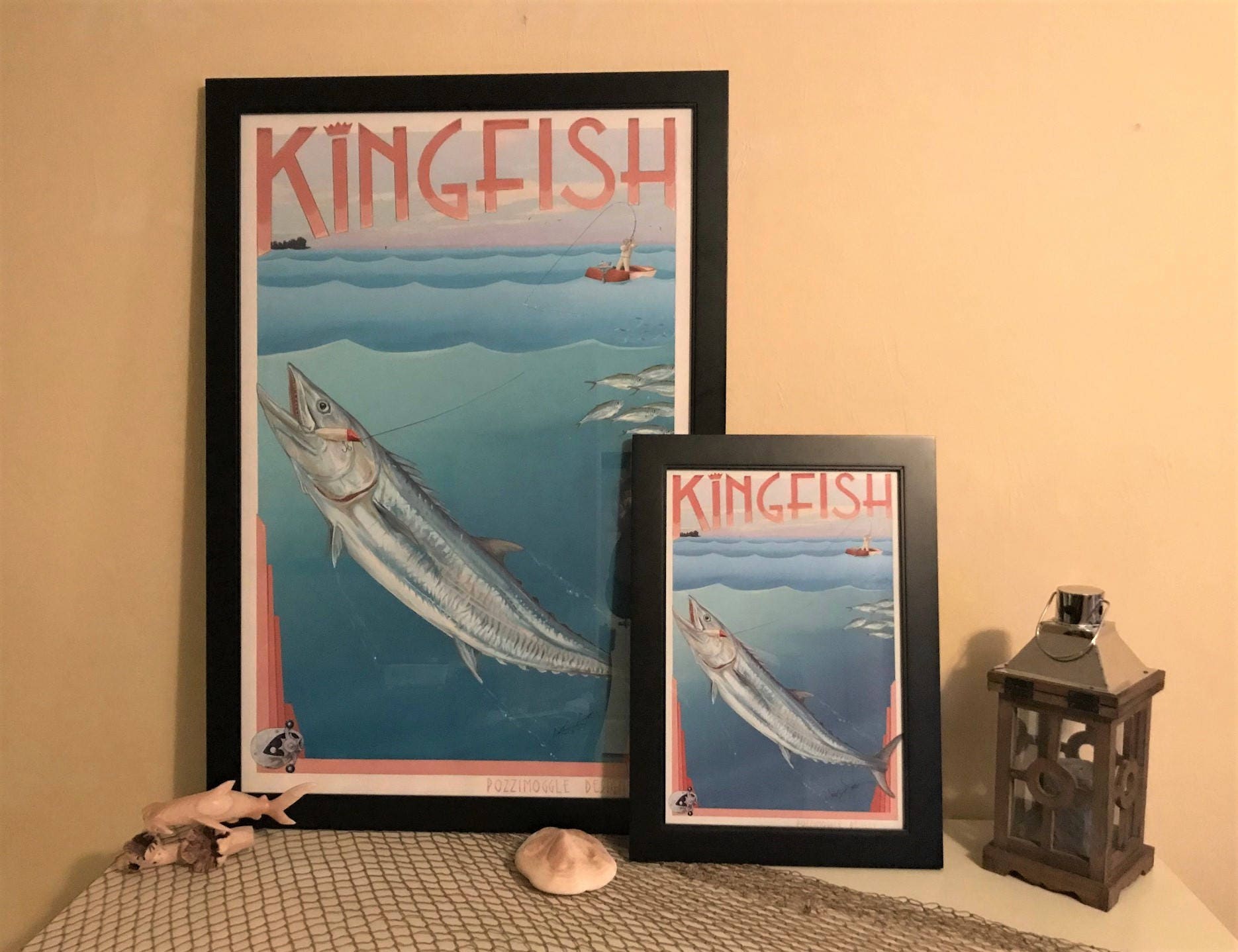 Art Deco Style King Mackerel Fish Poster Sport Fishing Signed Print ...