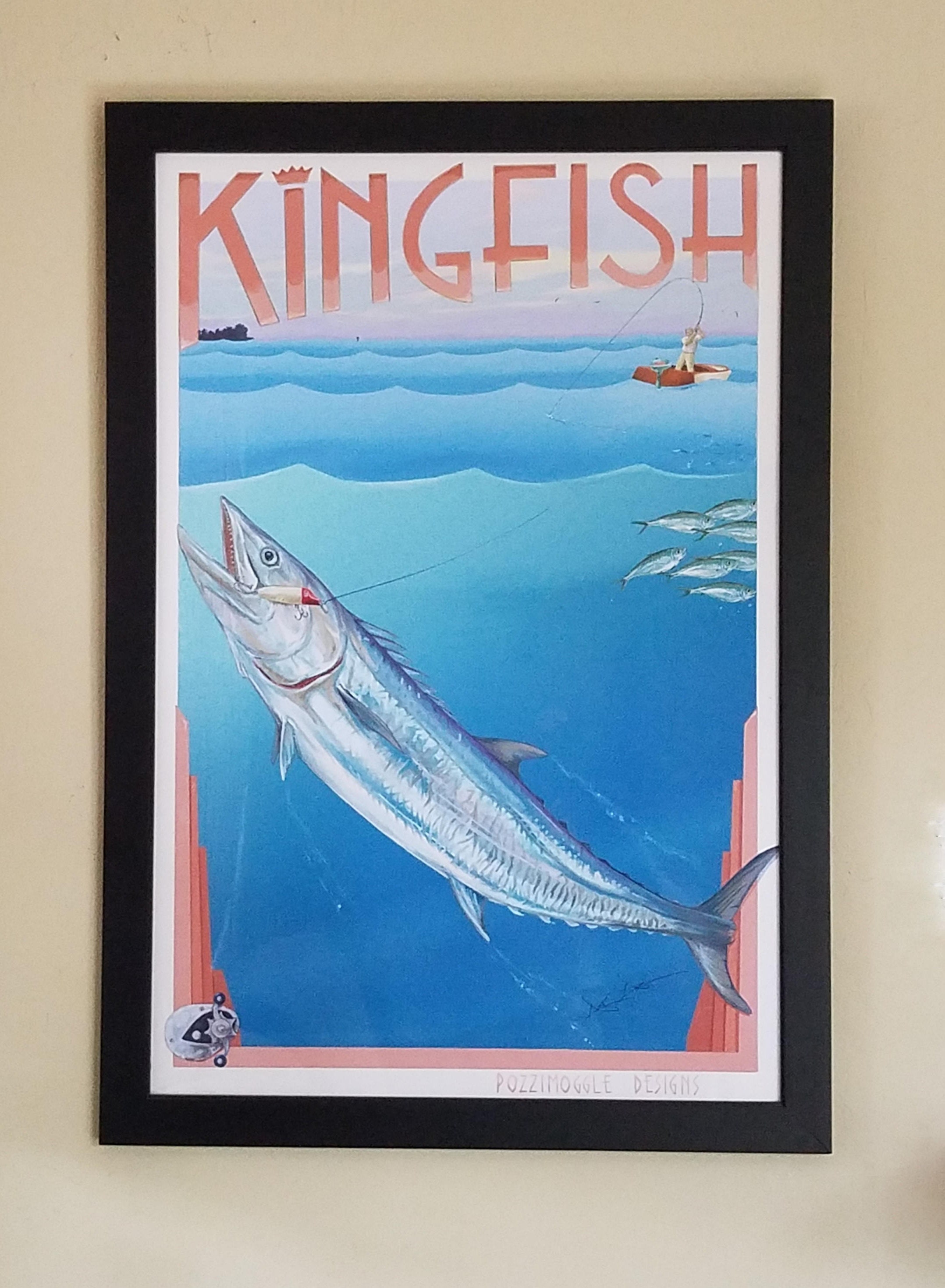 Art Deco Style King Mackerel Fish Poster Sport Fishing Signed Print ...