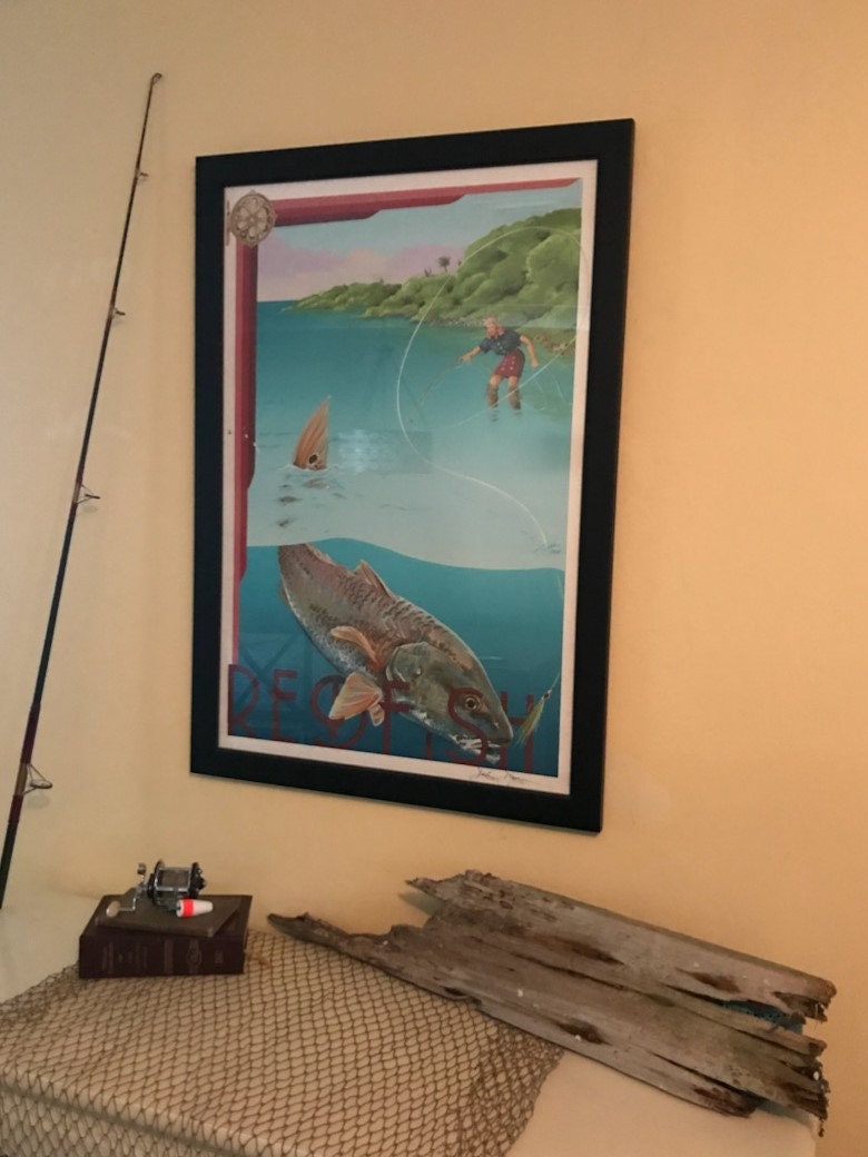 Vintage Style Redfish Fly Fishing Fish Print Sportfishing Poster ...