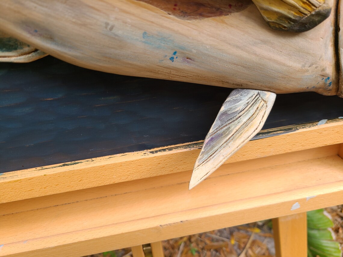Cypress & Walnut Wood Saltwater Roosterfish Fish Mount Carving ...