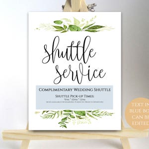 Printable Shuttle Sign Shuttle Service Sign Shuttle Service Printable ...