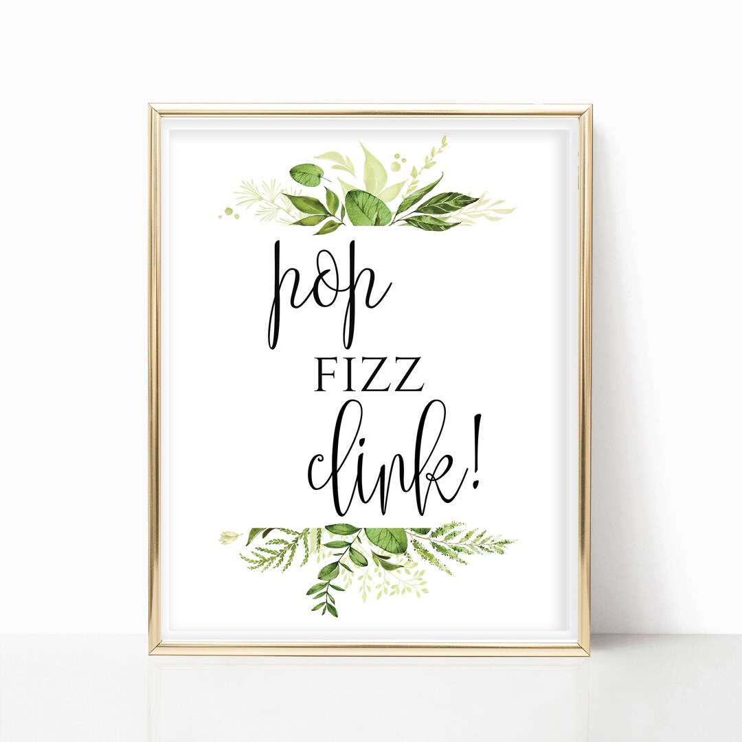 Pop Fizz Clink Sign Champagne Printable Champagne Sign Printable Bar ...