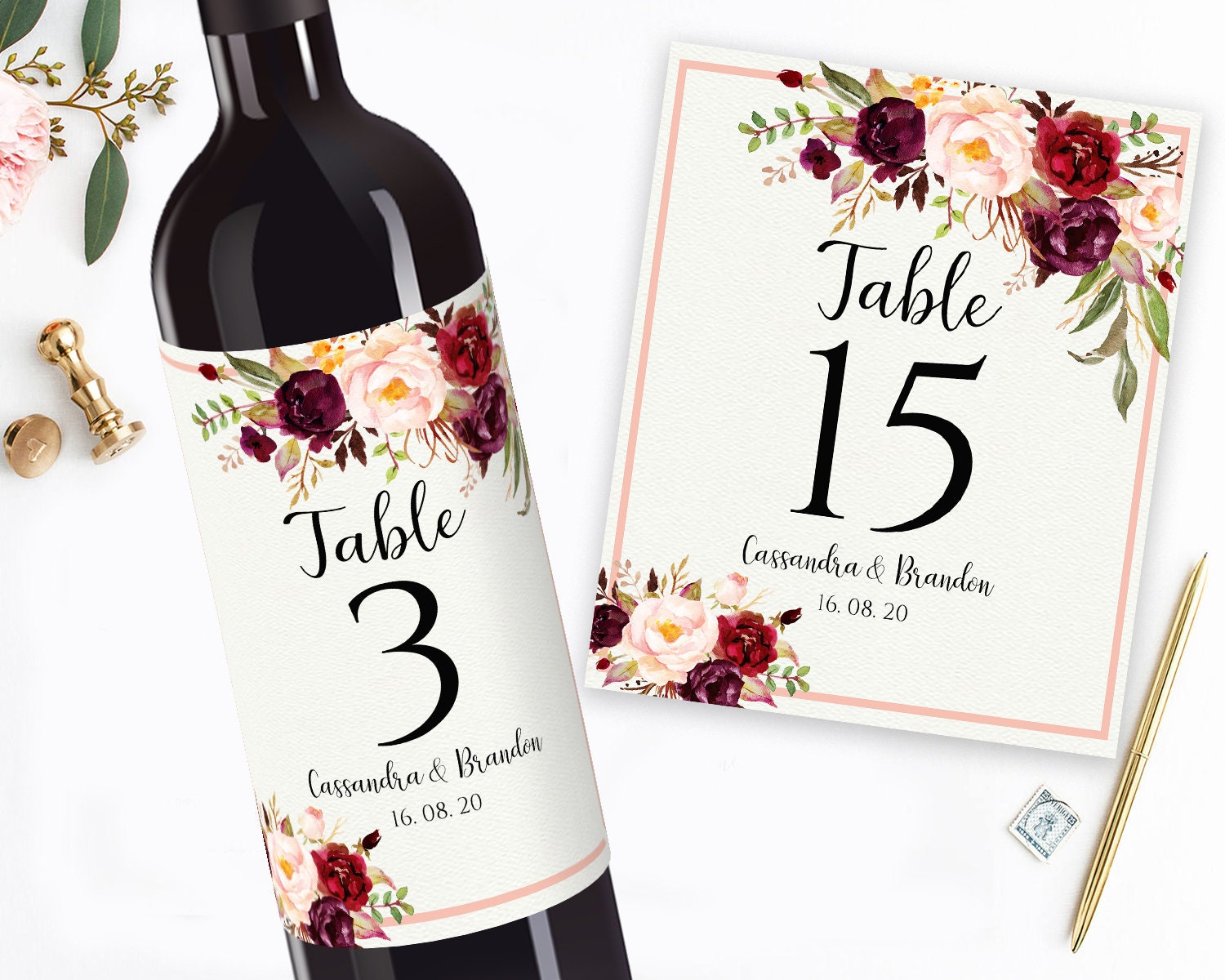 Editable Wine Label Table Number Wine Bottle Label Editable | Etsy