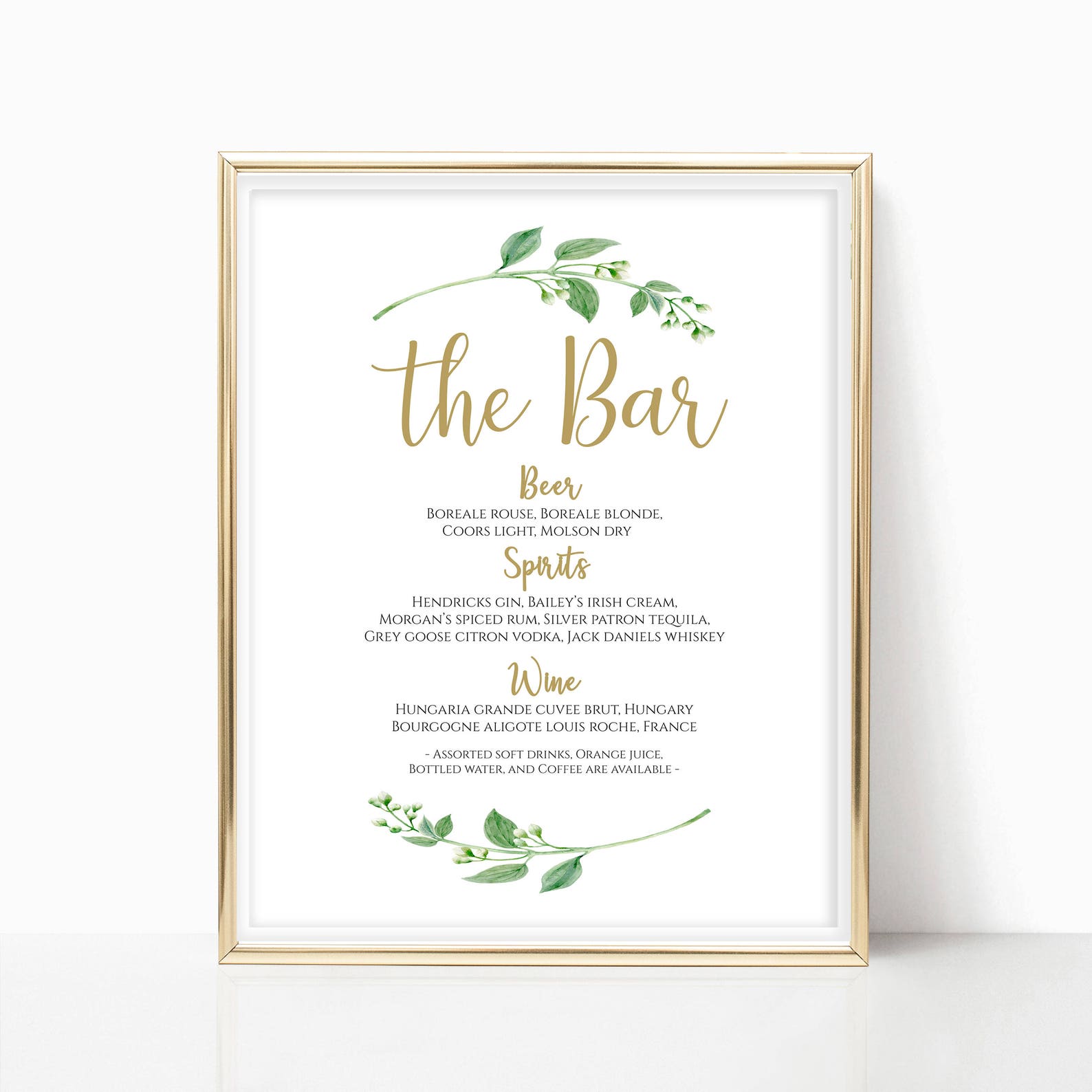 Printable the Bar Menu Sign Bar Menu Printable Drink Menu - Etsy