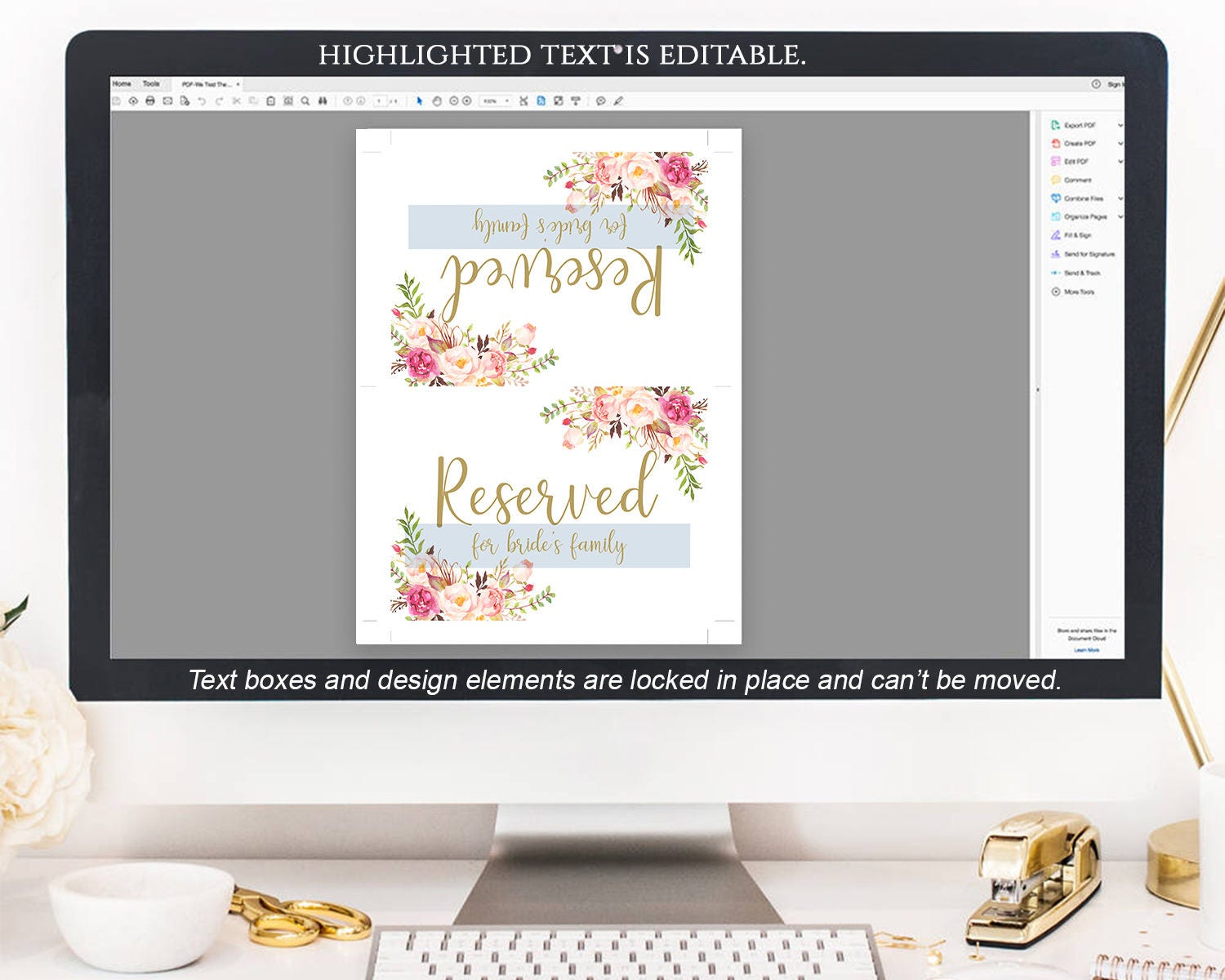 Floral Reserved Sign Reserved Printable Reserved Wedding Sign - Etsy