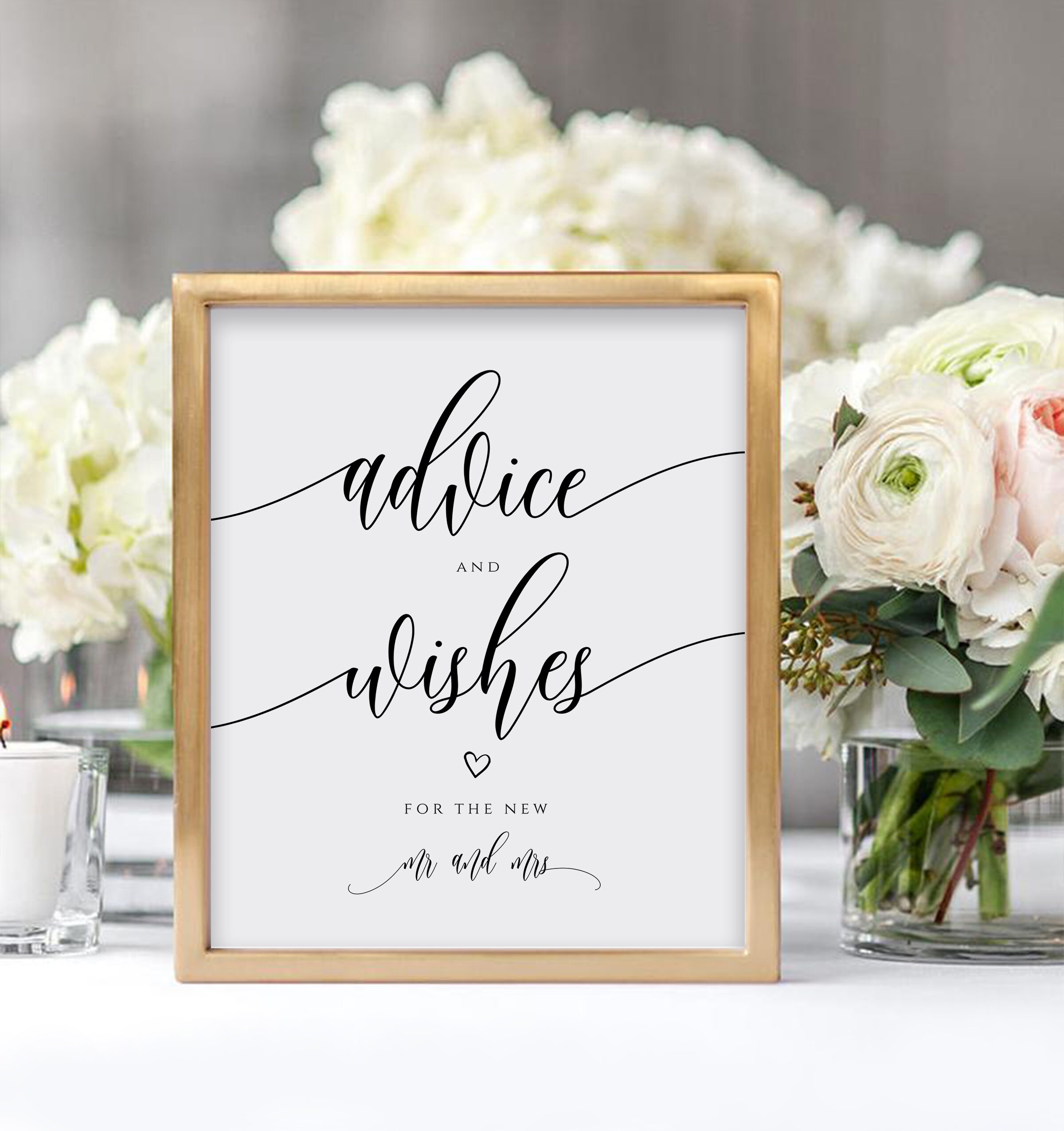 Wedding Advice Sign and Card Printable Advice and Wishes | Etsy