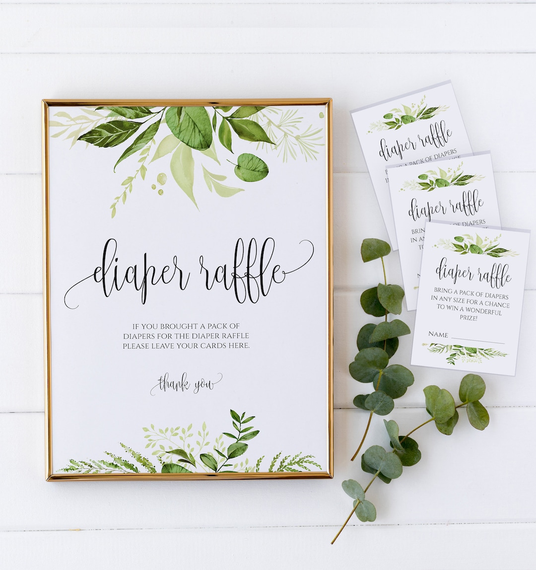 Diaper Raffle Cards Baby Shower Game Printable Diaper Raffle Sign ...