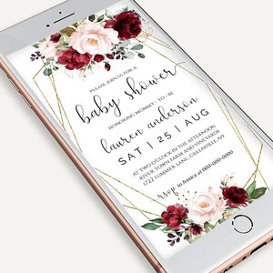 Red Floral Baby Shower Electronical Invitation, Baby Shower E ...