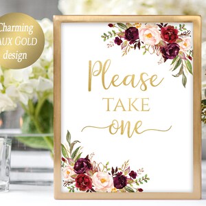 Printable Please Take One Sign Wedding Favor Sign Reception Wedding ...