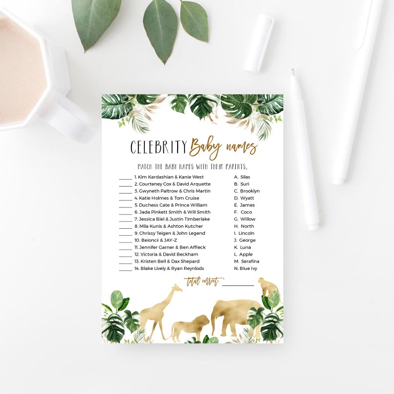 Celebrity Baby Names Virtual & Printable Baby Shower Game | Etsy