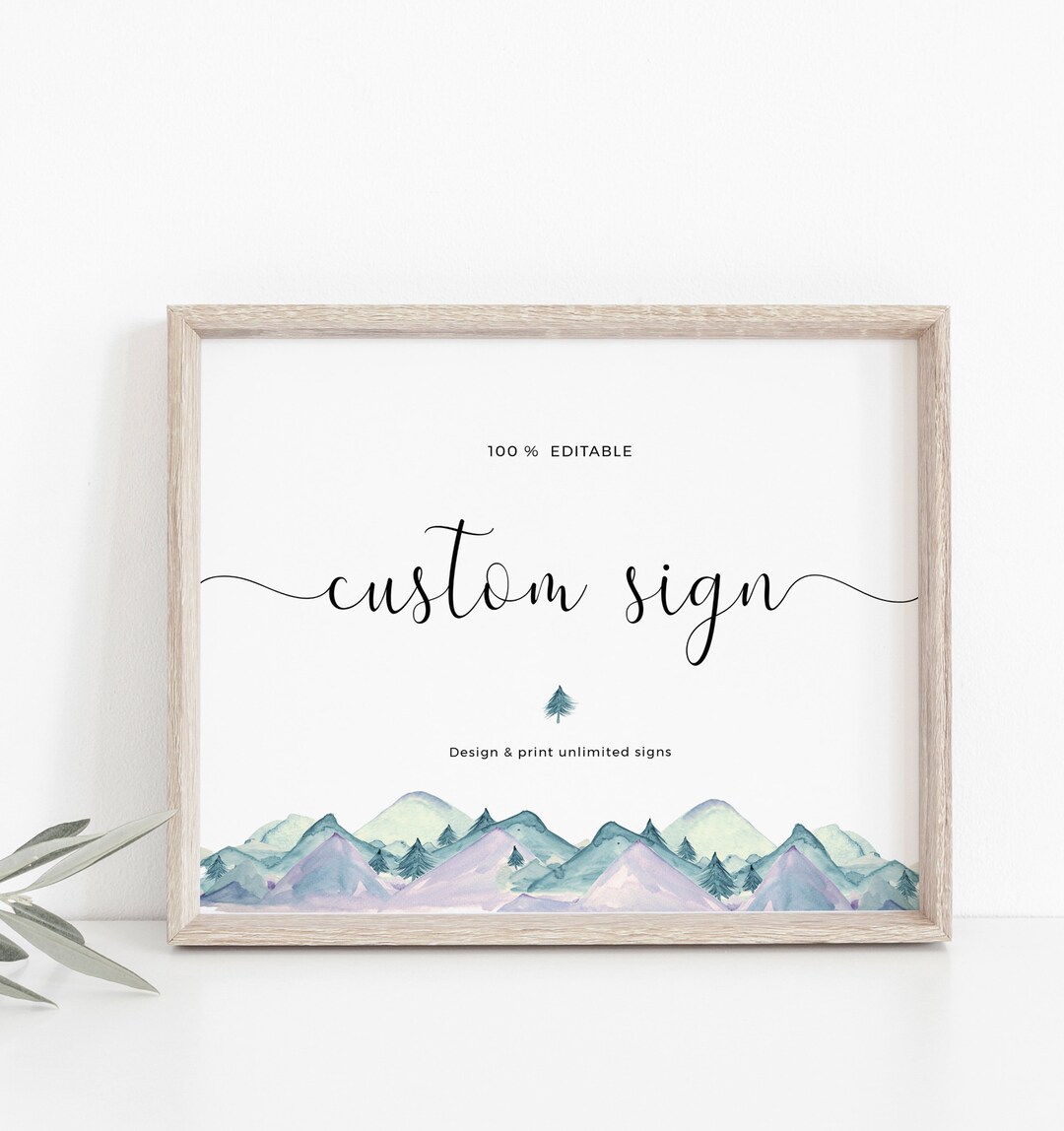 Mountain Wedding Sign Template: Custom Bridal Shower Decor (printable ...