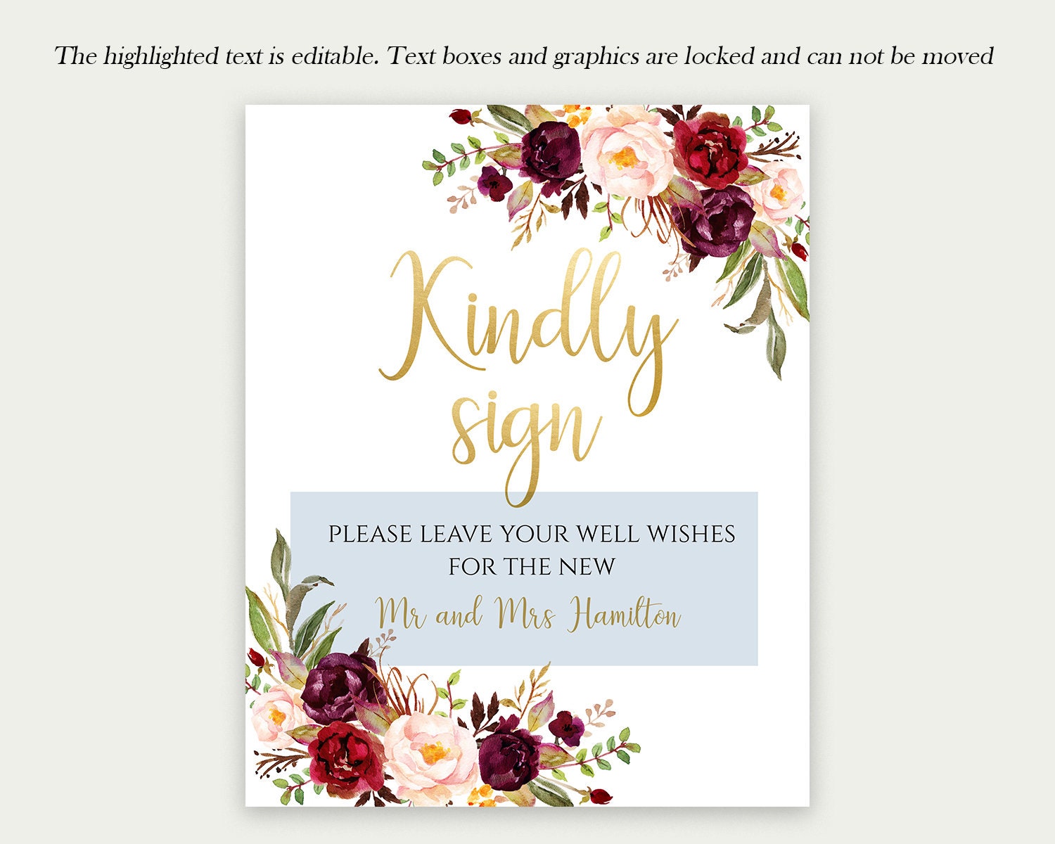 Personalized Kindly Sign Guest Book Sign Guest Book Printable | Etsy