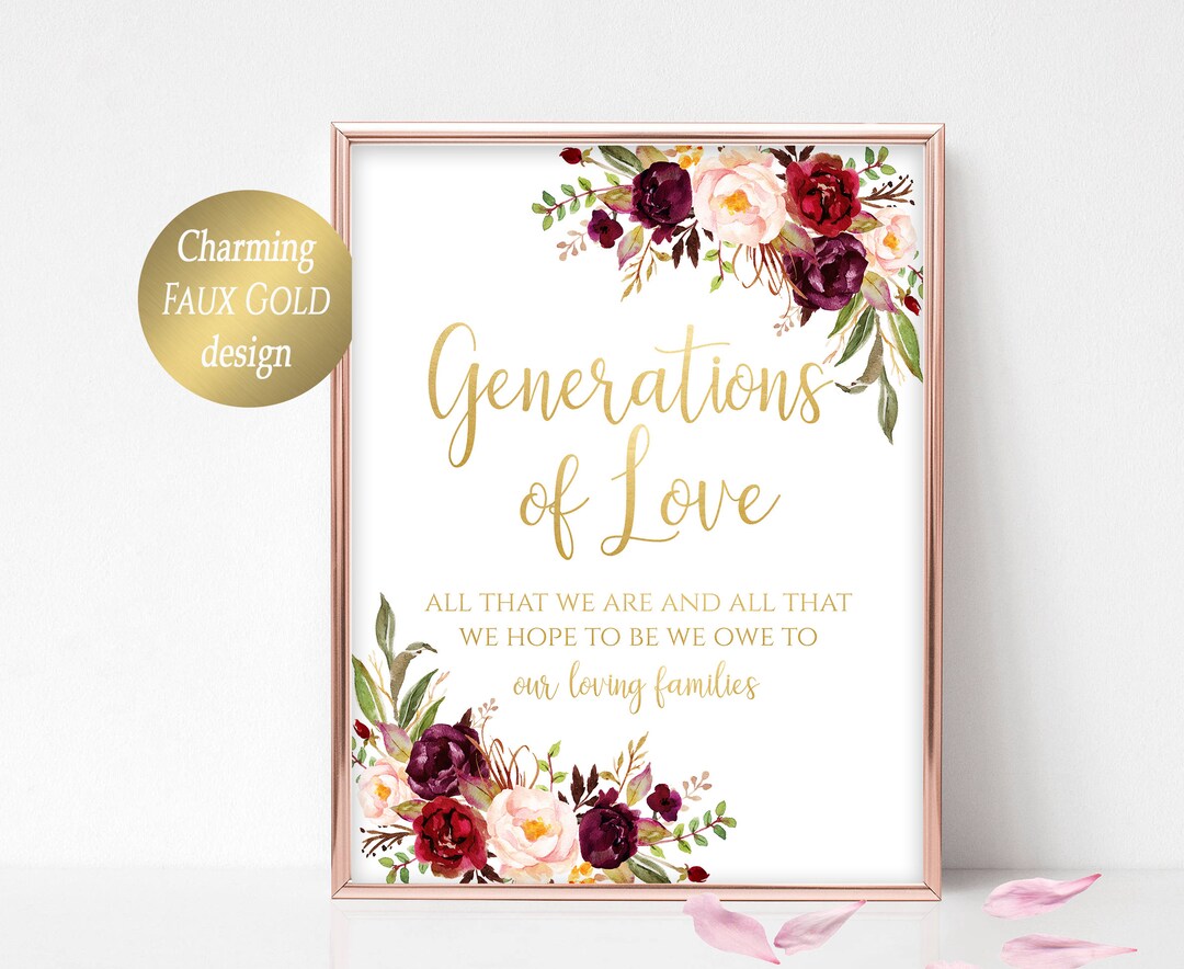 Printable Generations of Love Sign Wedding Signage All That We Are and ...
