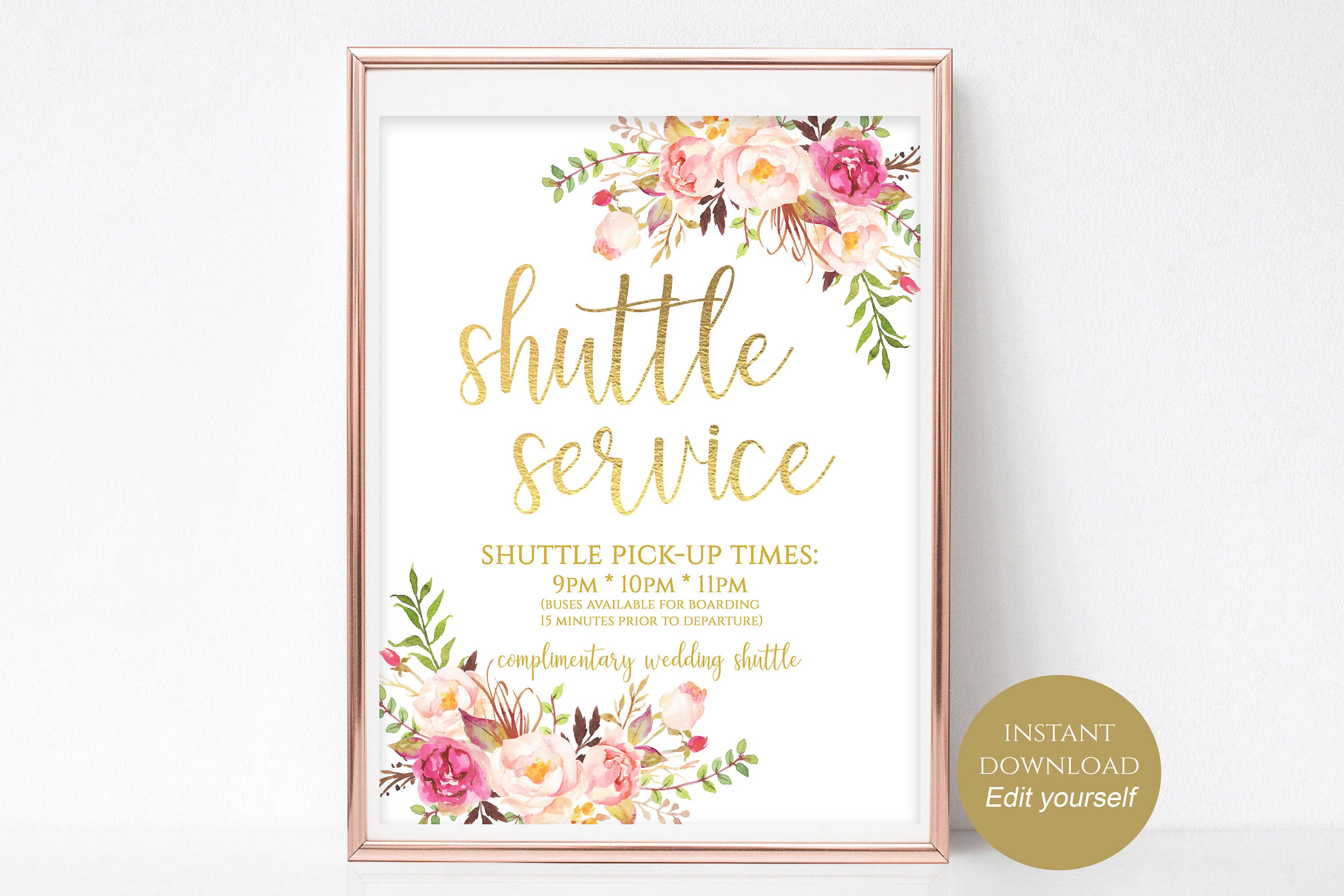 Printable Shuttle Service Sign Template Reception Signs Ideas | Etsy