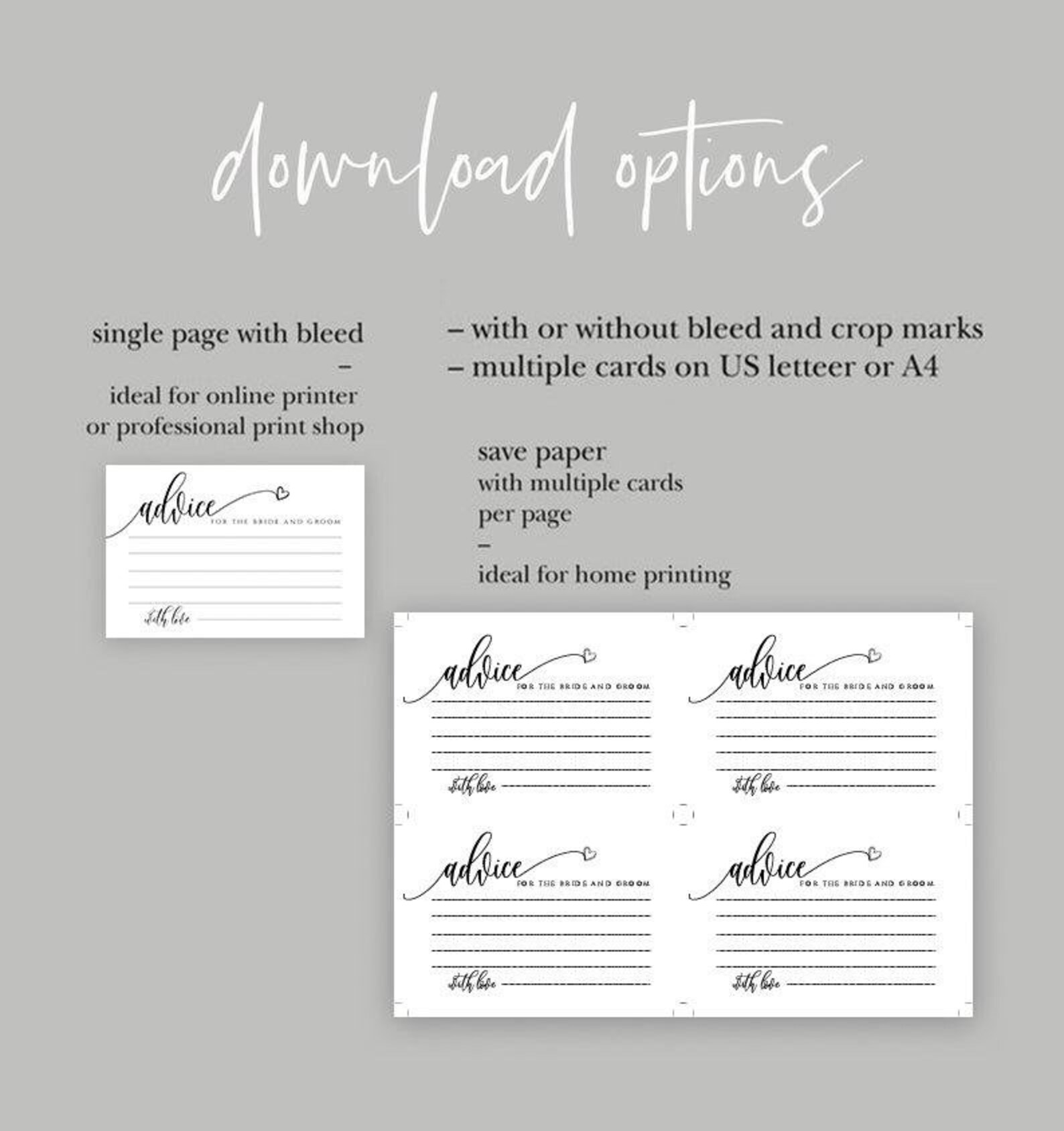 Wedding Advice Sign and Card Printable Advice and Wishes - Etsy