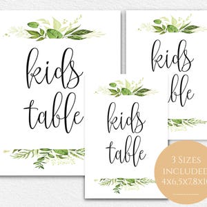Kid's Table Sign Printable Sign Digital Sign Wedding Reception Signs ...