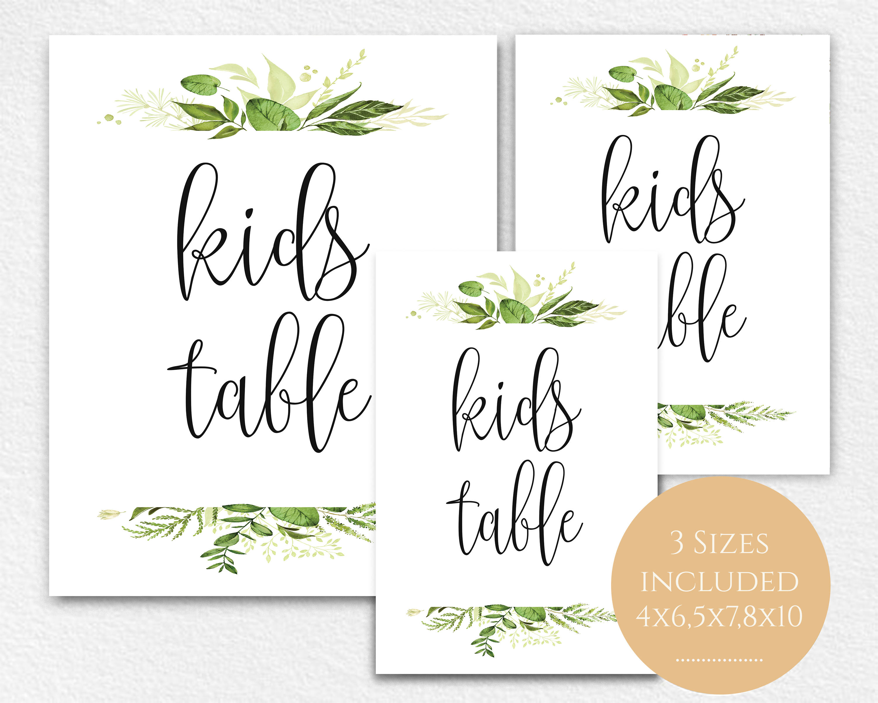 Kid's Table Sign Printable Sign Digital Sign Wedding | Etsy