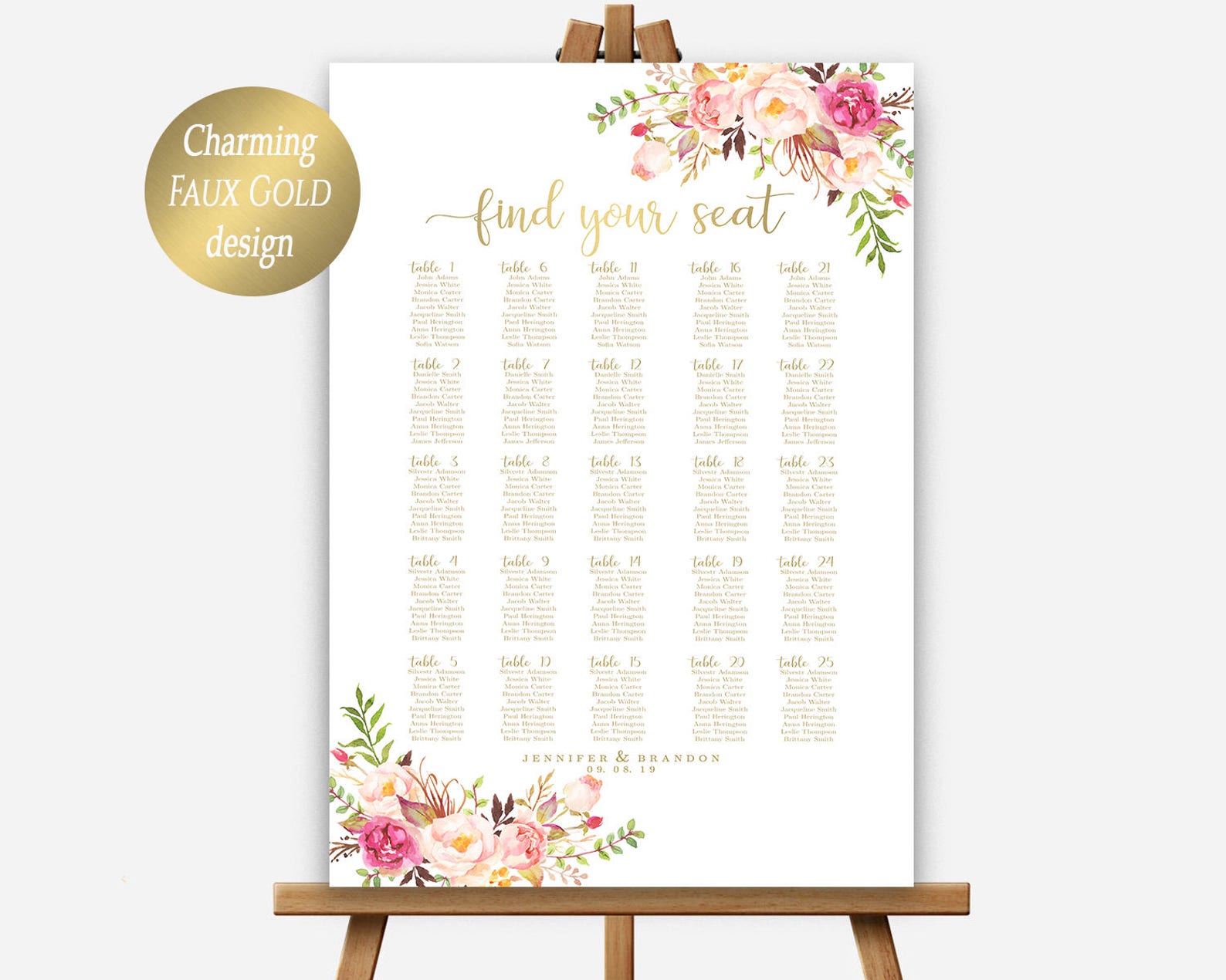 Large Seating Chart Template 5 Sizes up to 350 Editable | Etsy