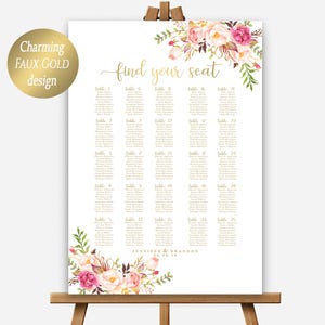 Large Seating Chart Template 5 Sizes up to 350 Editable Wedding Table ...